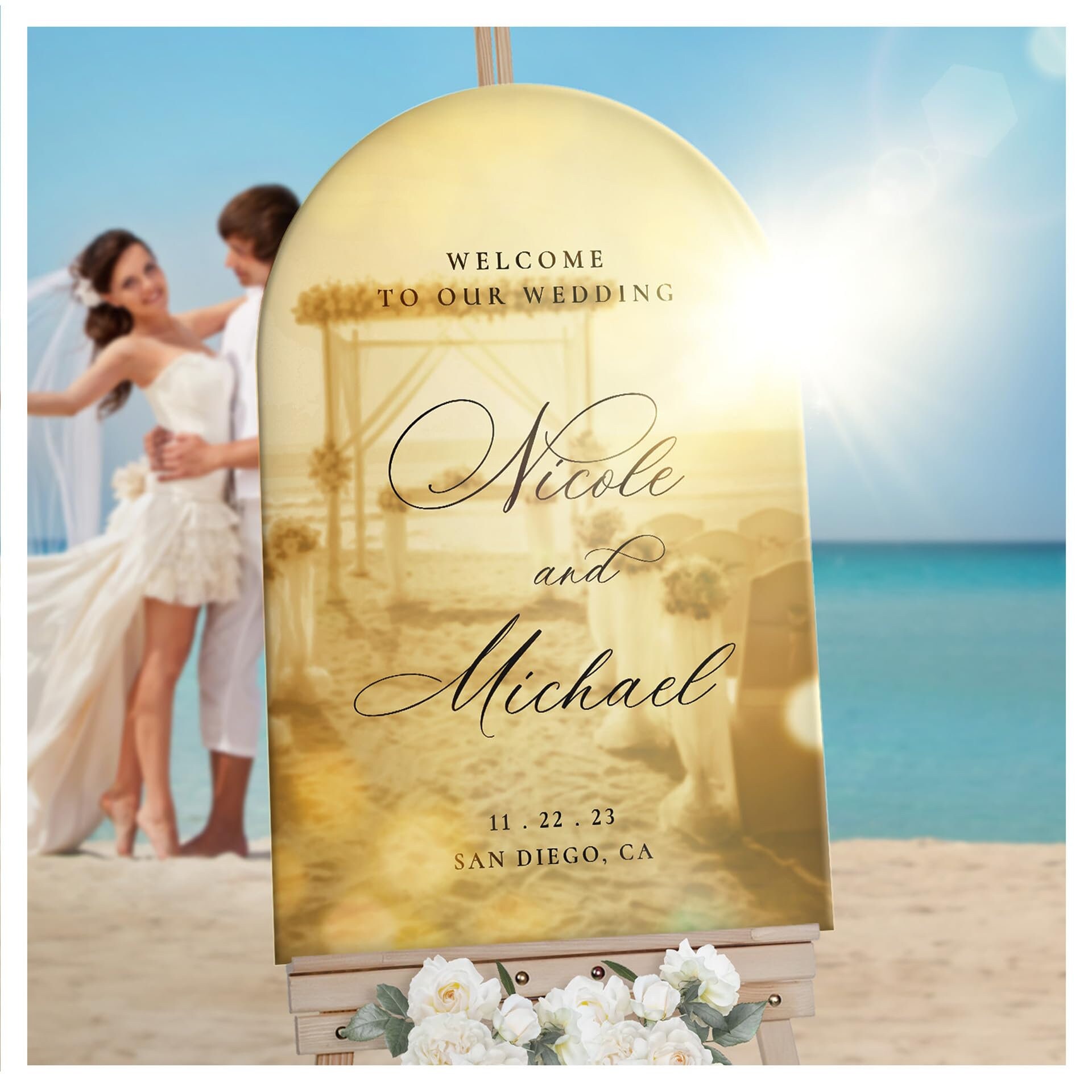 Arched Wedding Sign Gold Mirror Welcome Sign Wedding - Etsy Ireland