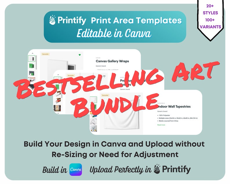 Design Templates for Printify's Bestselling Art Bundle - Editable in ...
