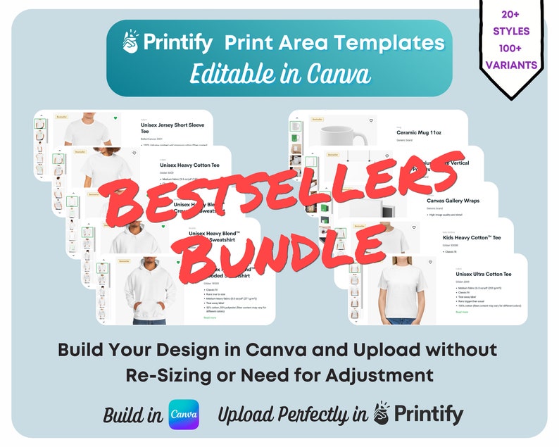 Editable in Canva - Design Templates for Printify Bestsellers | Print ...