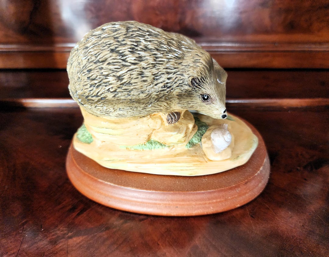 Pair of Hedgehogs in Porcelain on Wood Stand - Etsy