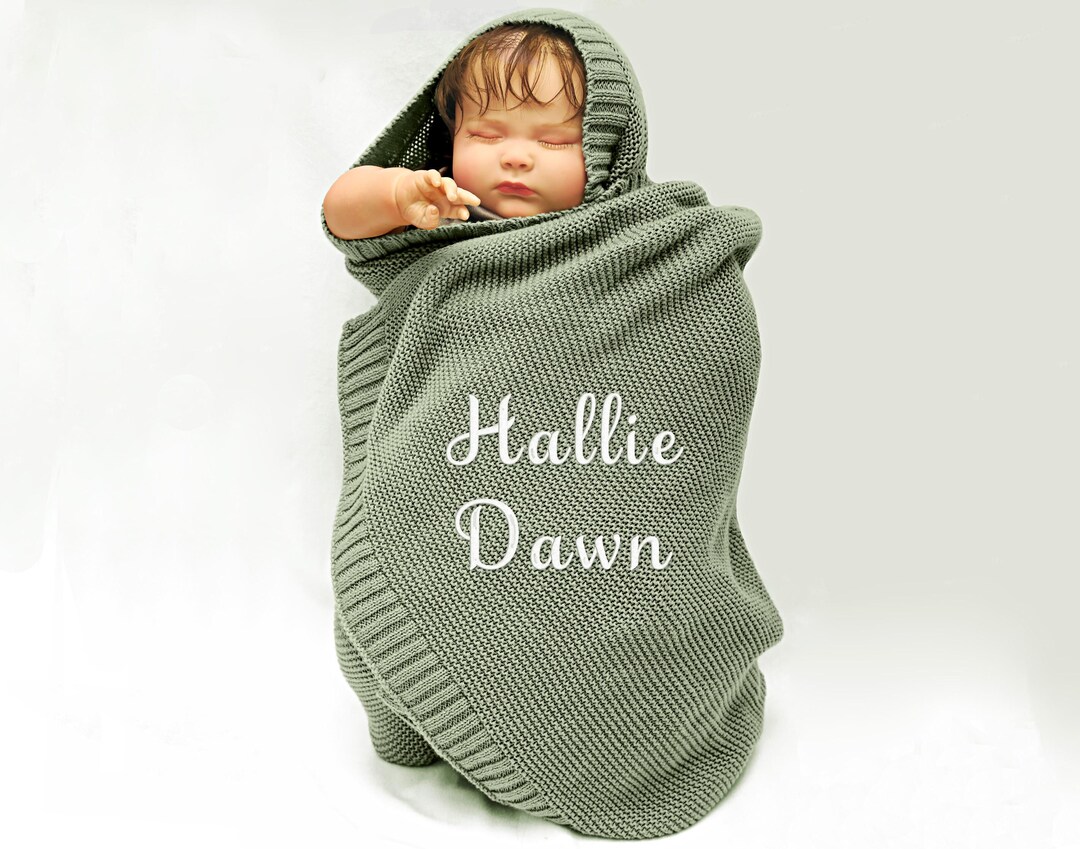 Soft Baby Name Blanket, Embroidered Baby Name, Cotton Baby Blanket ...