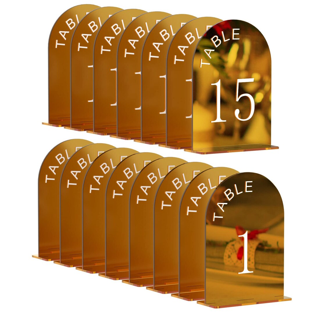 Wedding Table Numbers Arched Shape Gold Table Numbers Acrylic Table ...