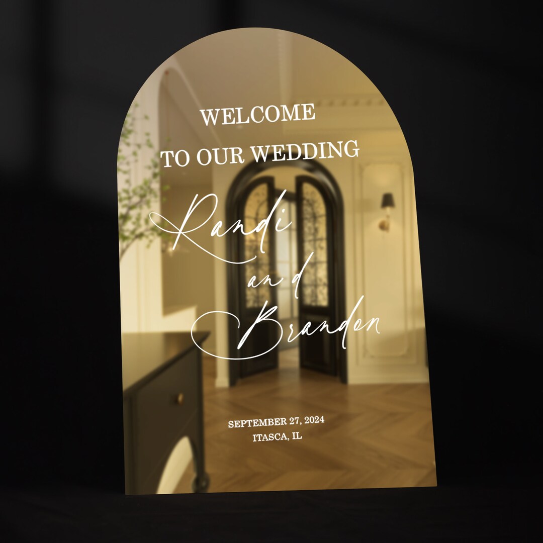 Wedding Sign Gold Mirror Welcome Sign Wedding Reception Signage Welcome ...