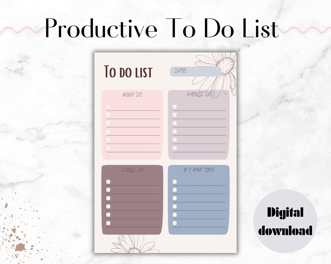 Digital To-do List for Productivity Sections Cute Digital - Etsy
