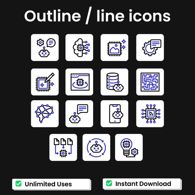 AI Agent Icon Pack – 15 Animated JSON & Vector Icons (AI, Eps, Png) - Etsy