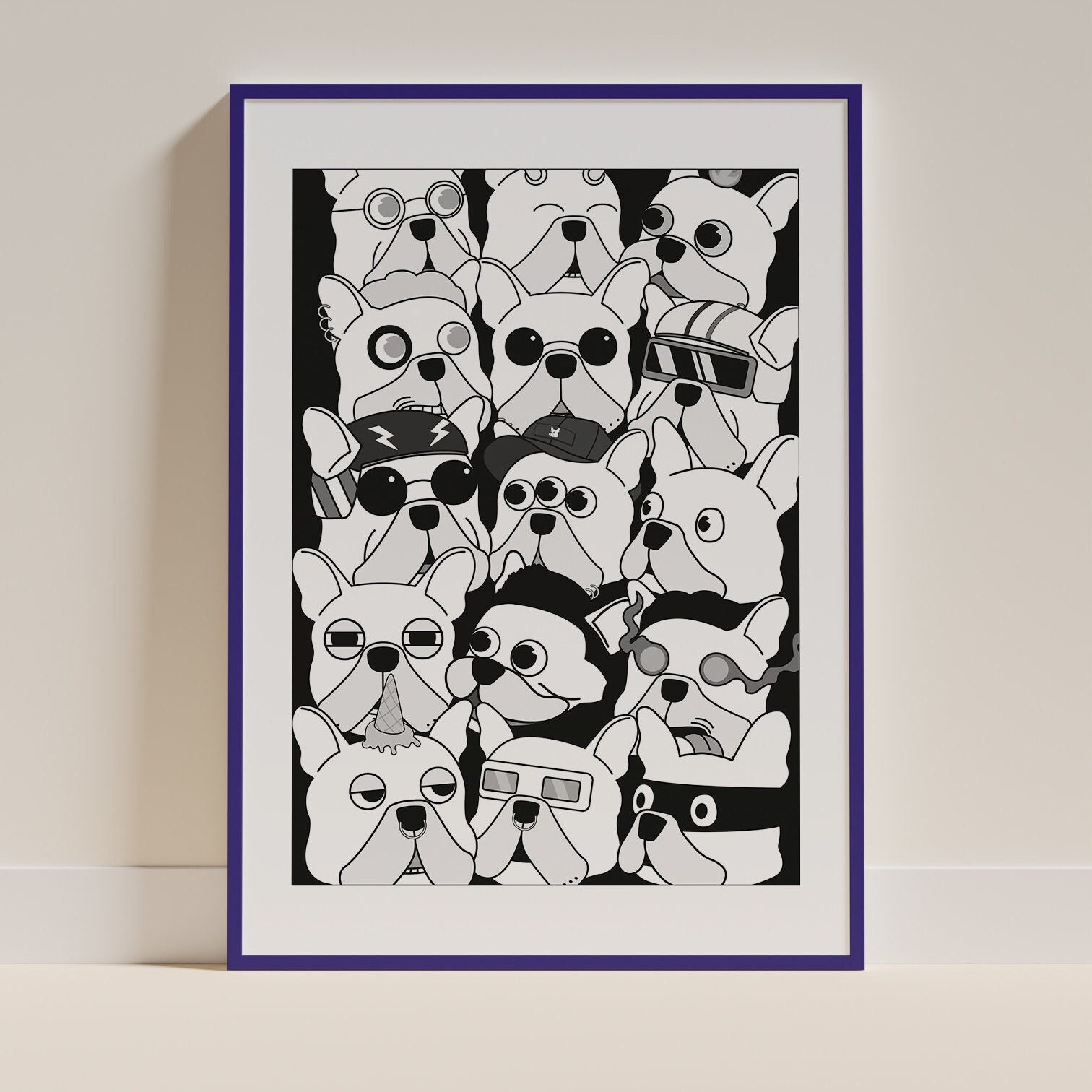 Poster With Cartoon Faces Poster With Characters Characters - Etsy