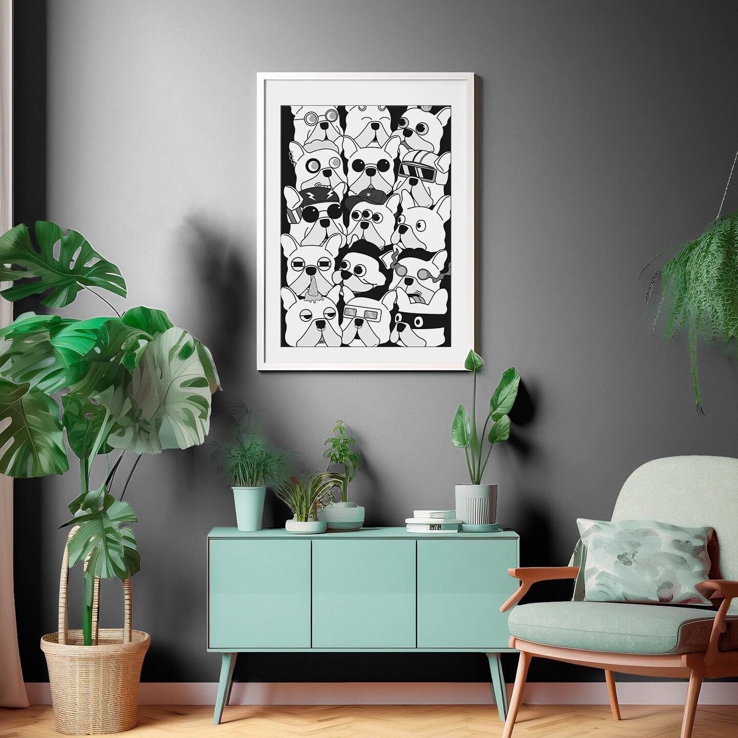 Poster With Cartoon Faces Poster With Characters Characters - Etsy