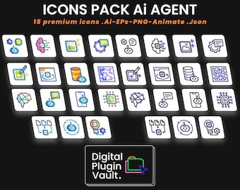AI Agent Icon Pack – 15 Animated JSON & Vector Icons (AI, Eps, Png) - Etsy