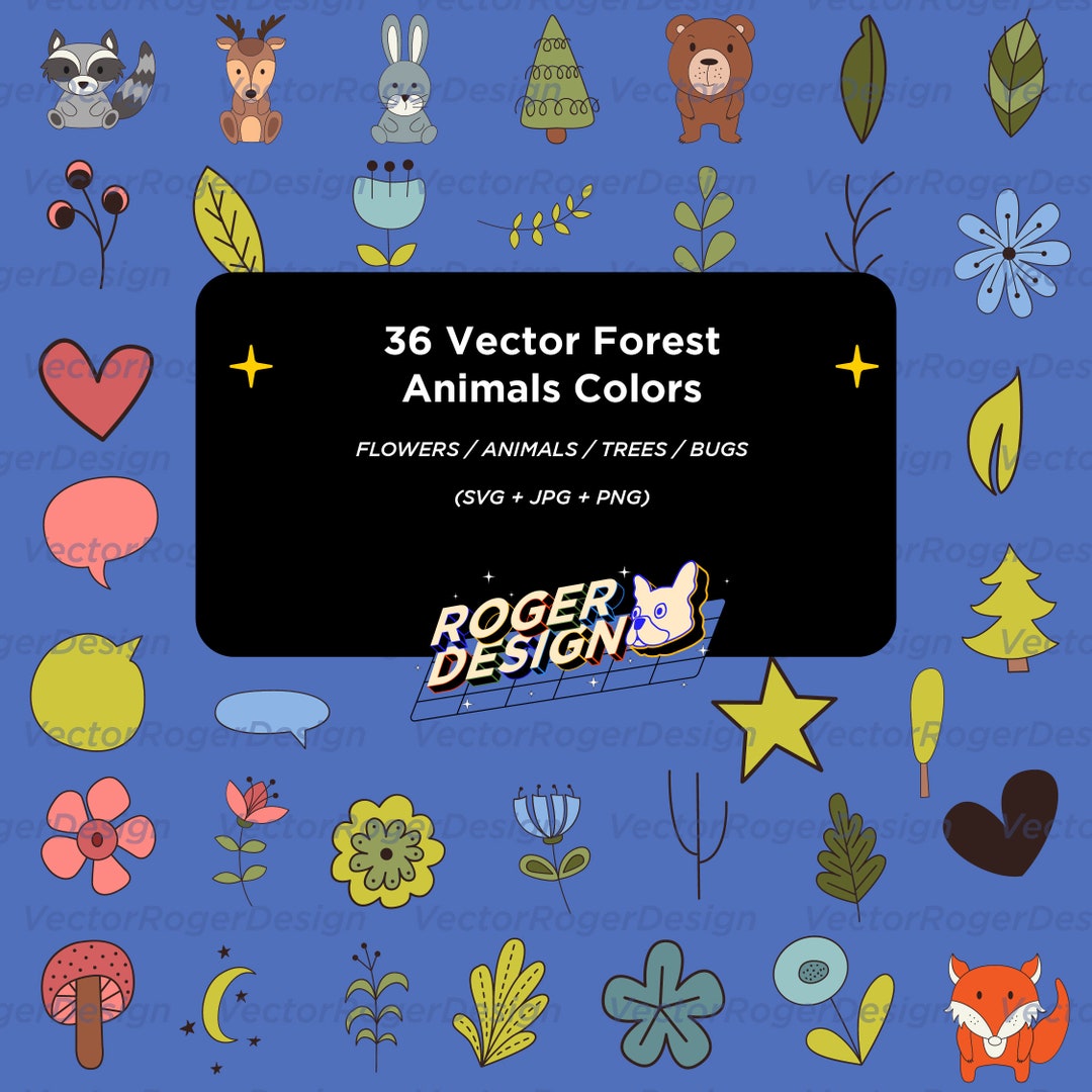 36 Cute Woodland Animals SVG Bundle Cute Animals, Flowers, Trees Svg ...