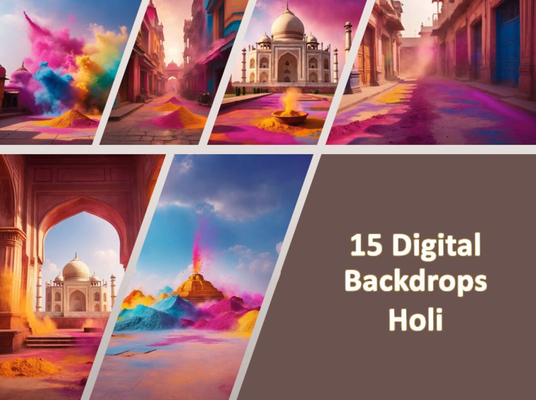 Holi Themed Digital Backgrounds Backdrop Overlays Studio - Etsy