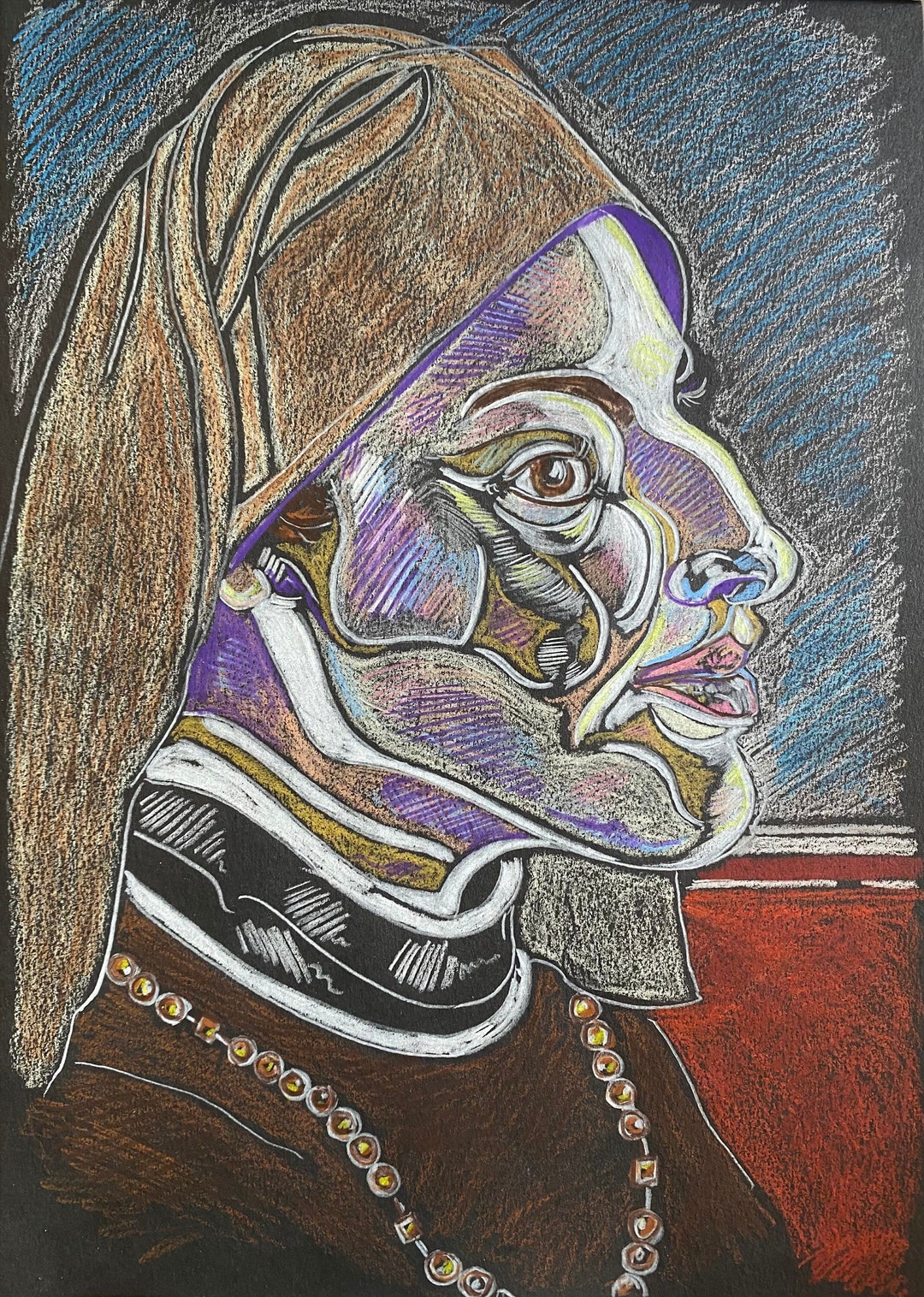 Nun on Metro. Portrait. Coloured Pencil Drawing. Striking Features ...