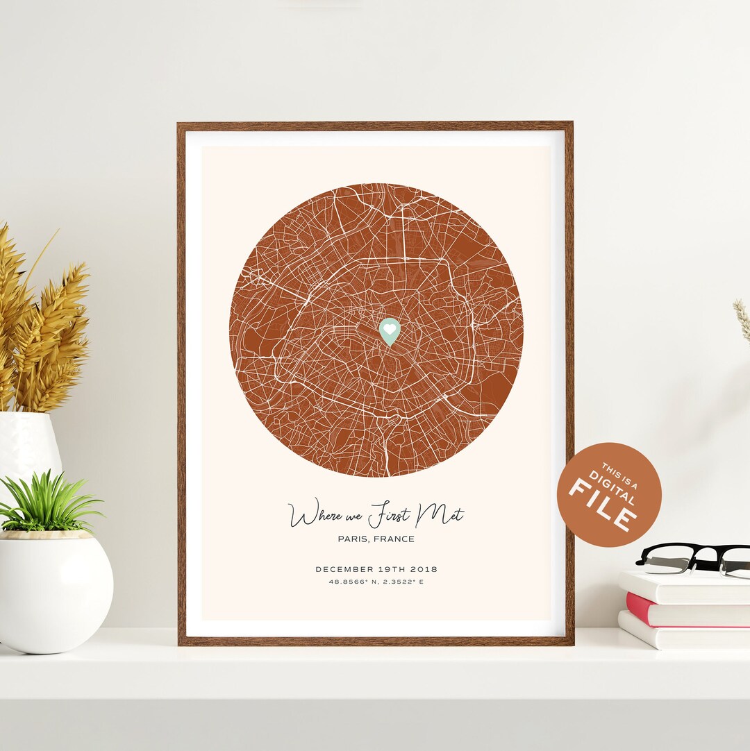 Where We Met Map, Where It All Began, Couple Map, Gift for Her/gift for ...