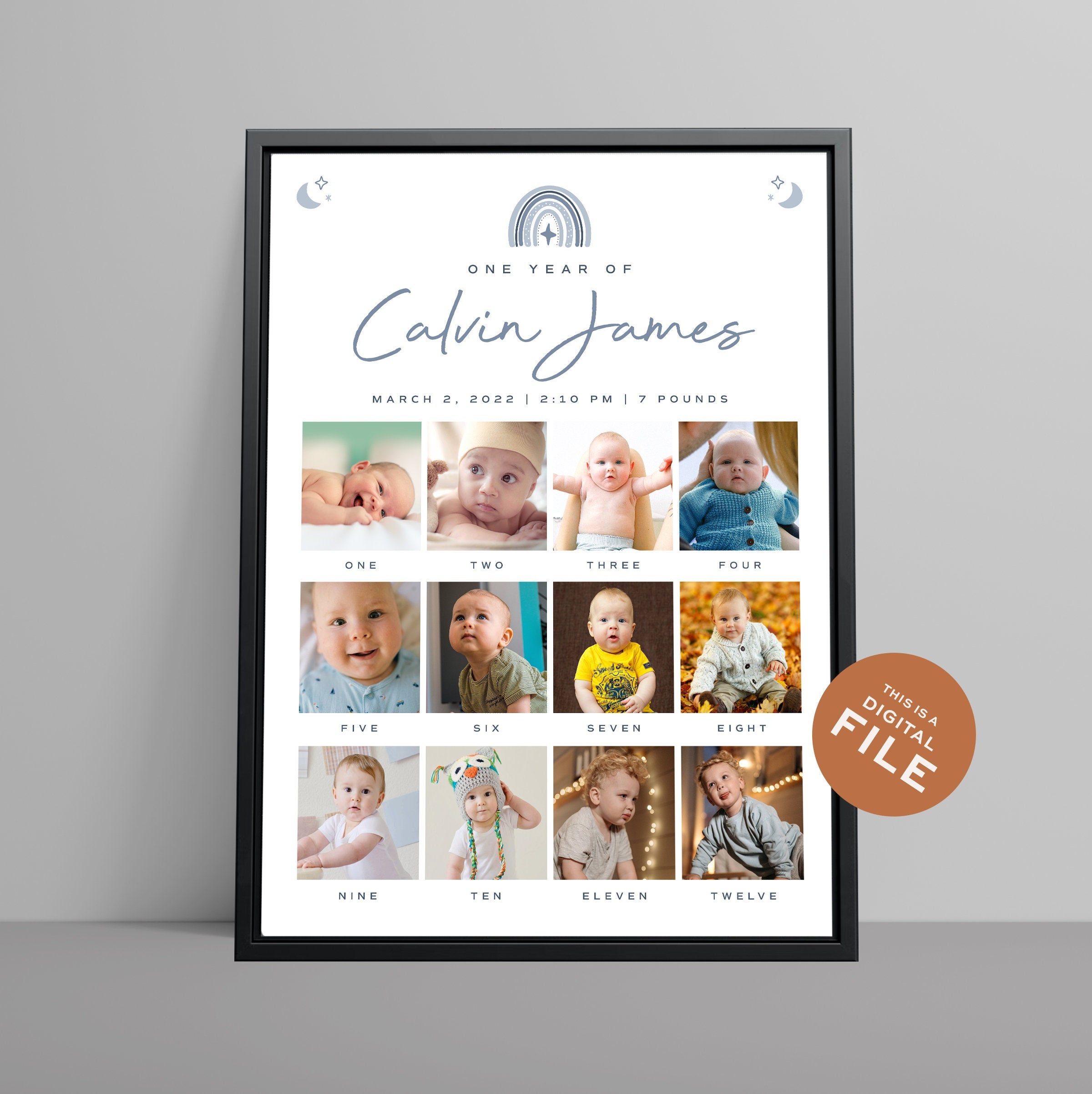 Printable Milestone Birthday Sign Baby's First Year - Etsy