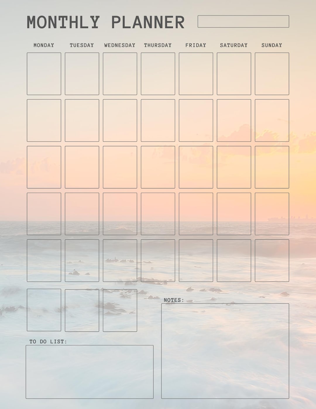 Monthly Planner With Nature Scene and Electronically Fillable ...