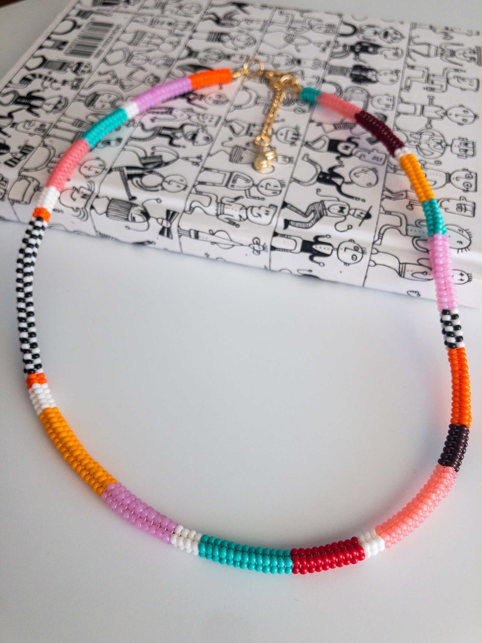 Mixed Color Handmade Necklace, Multi Colored Necklace, Colorful Seed ...