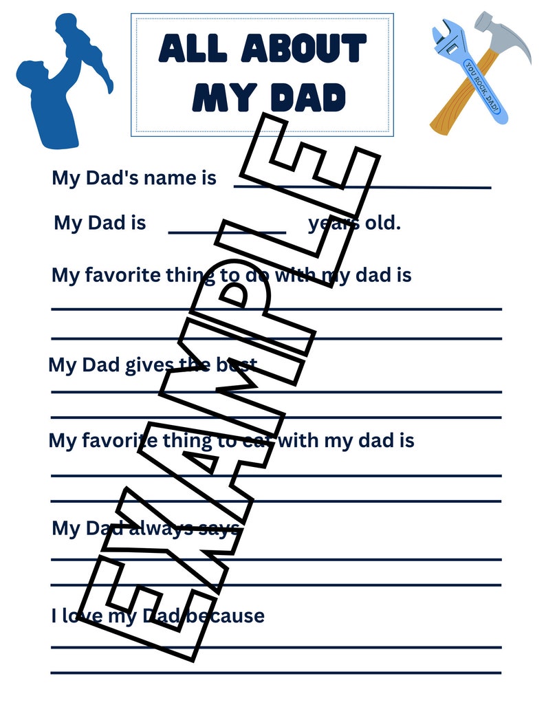 Fathers Day Template. All About My Dad. Fathers Day Printable - Etsy