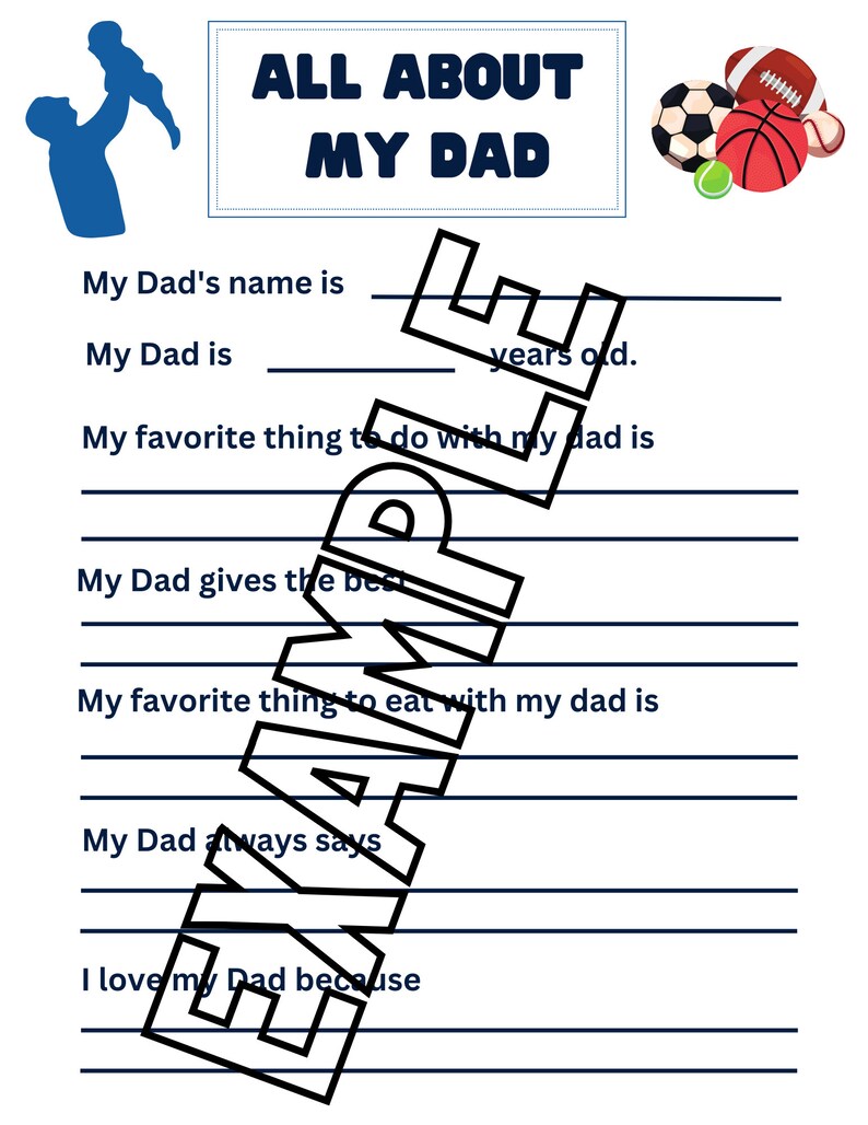 Fathers Day Template. All About My Dad. Fathers Day Printable - Etsy