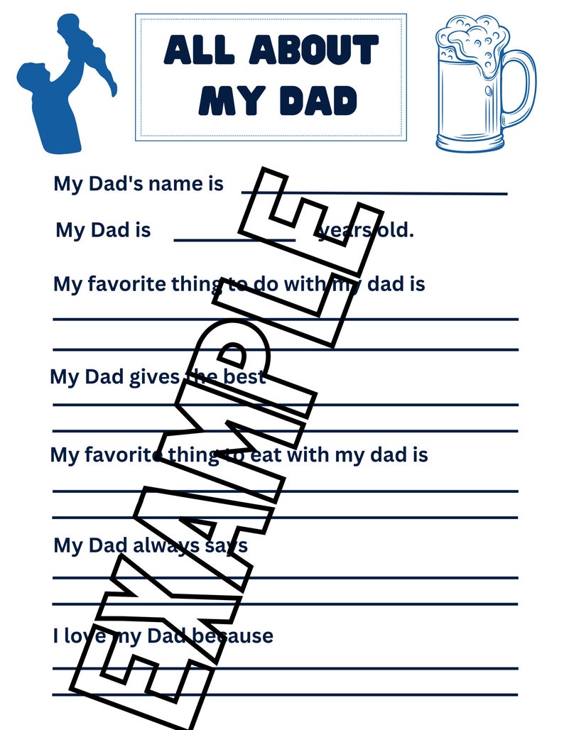 Fathers Day Template. All About My Dad. Fathers Day Printable - Etsy