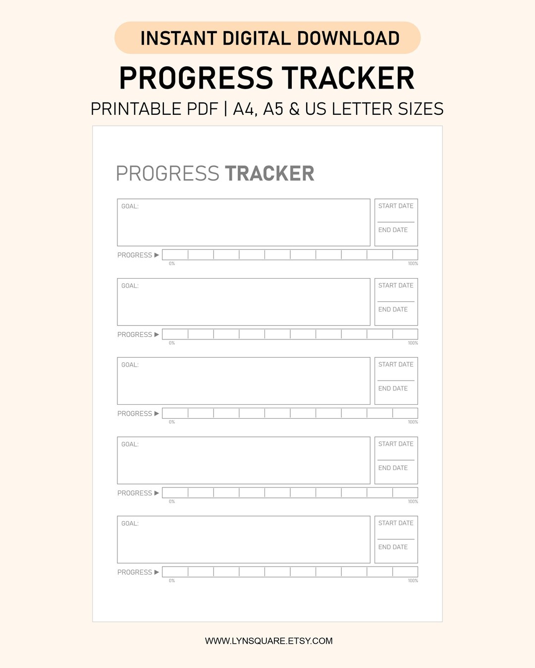 Progress Tracker Goal Tracker Routine Tracker - Etsy