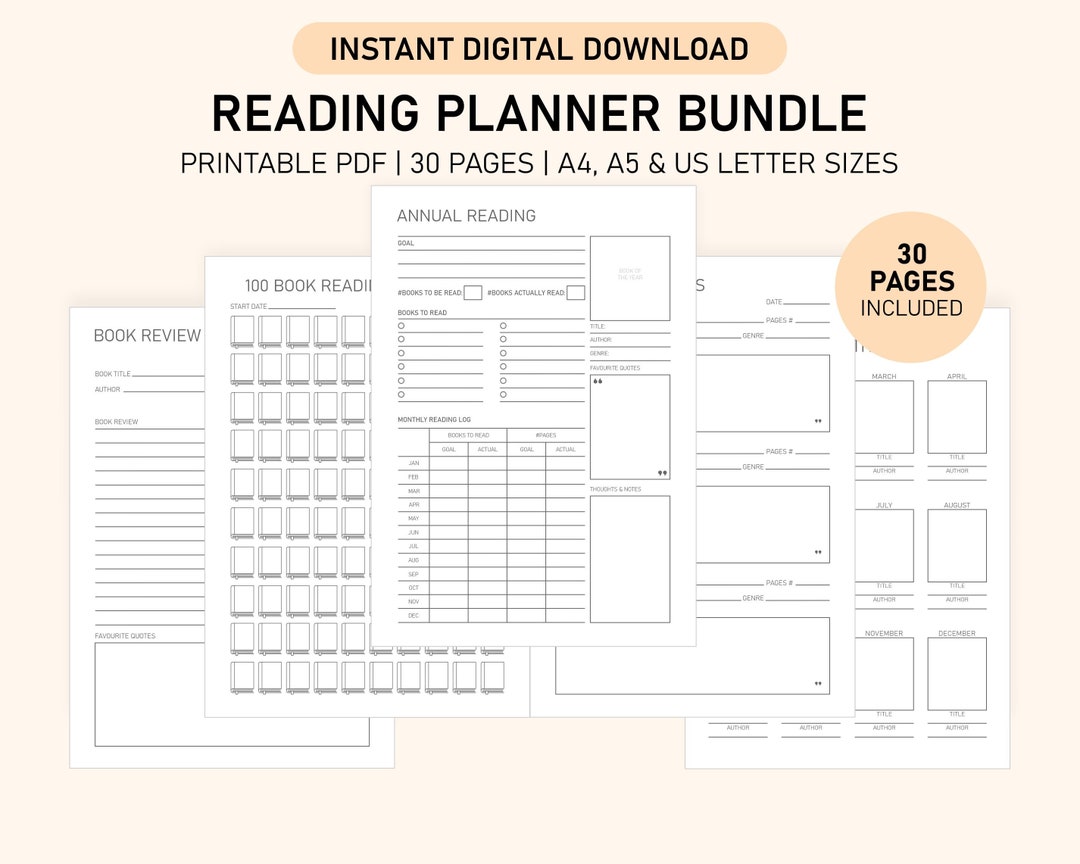 Reading Planner, Printable Reading Journal, Book Reading Planner ...