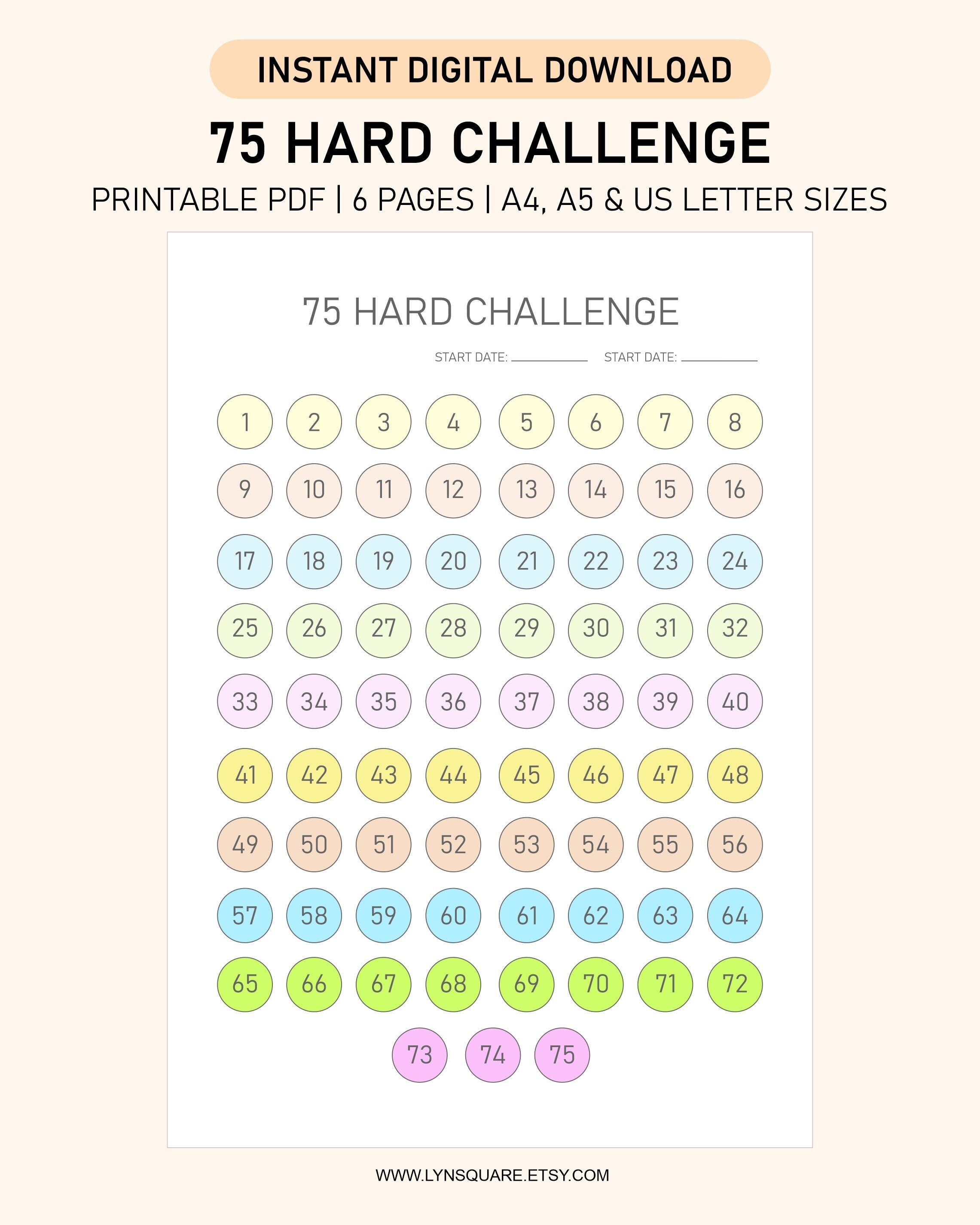 75 Hard Challenge, 75 Hard Challenge Tracker, Habit Tracker, Fitness ...