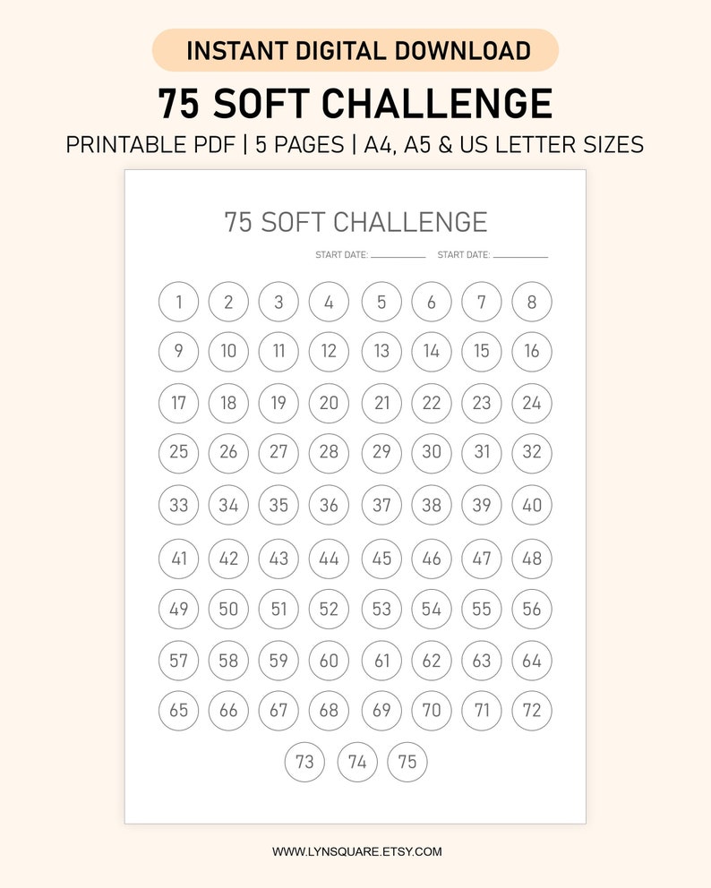 75 Soft Challenge | 75 Soft Challenge Tracker | Fitness Challenge ...