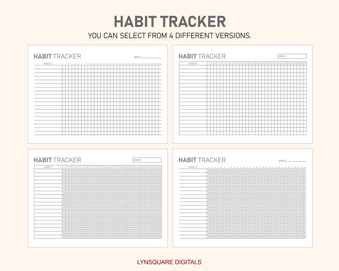 Habit Tracker Printable Habit Planner Simple Habit Tracker Monthly ...