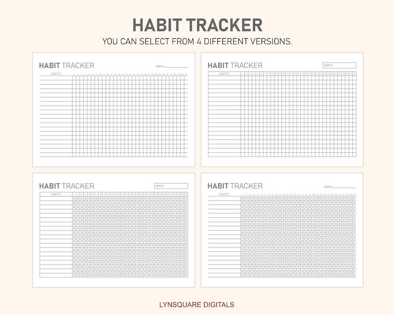 Habit Tracker Printable Habit Planner Simple Habit Tracker - Etsy