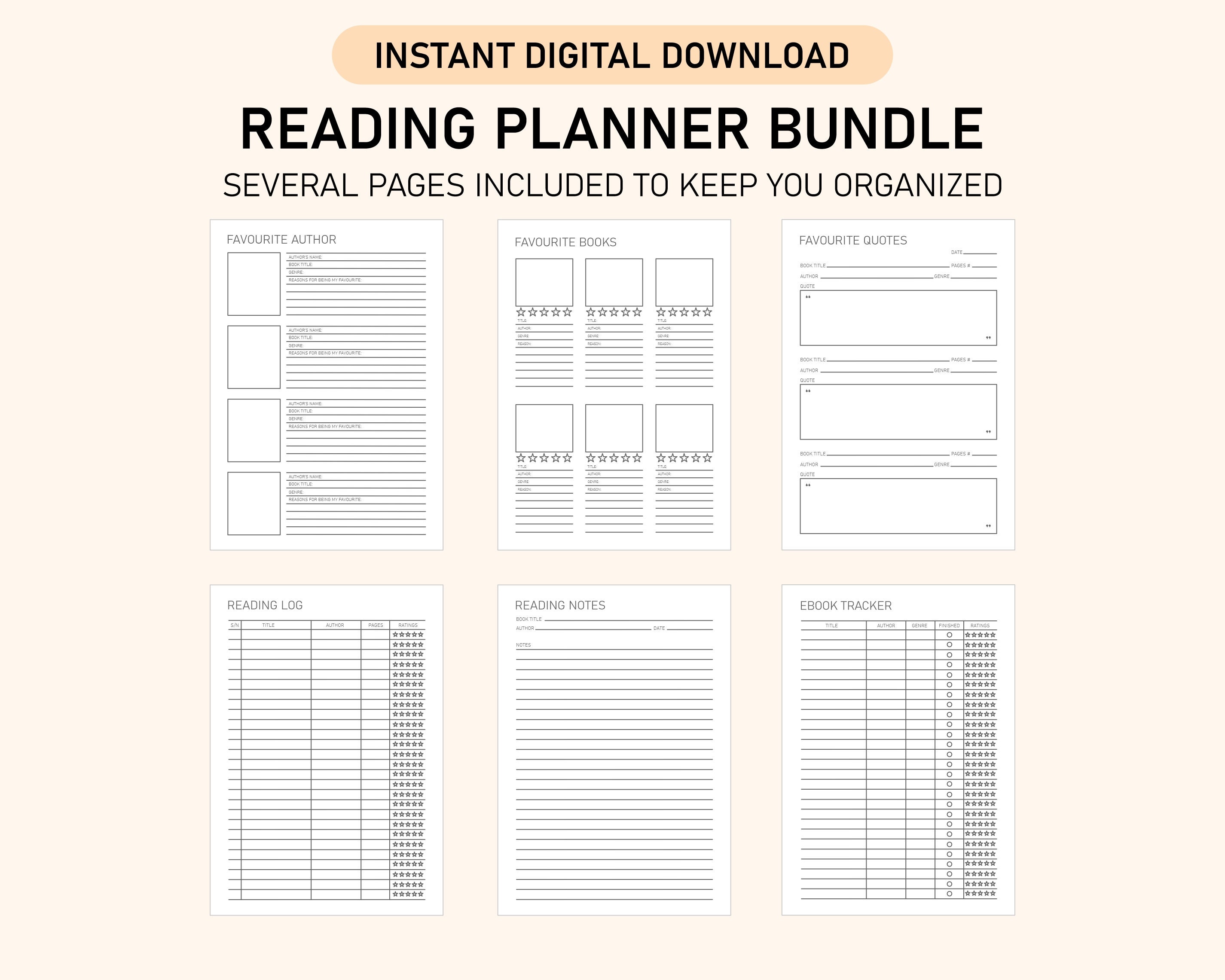 Reading Planner, Printable Reading Journal, Book Reading Planner ...
