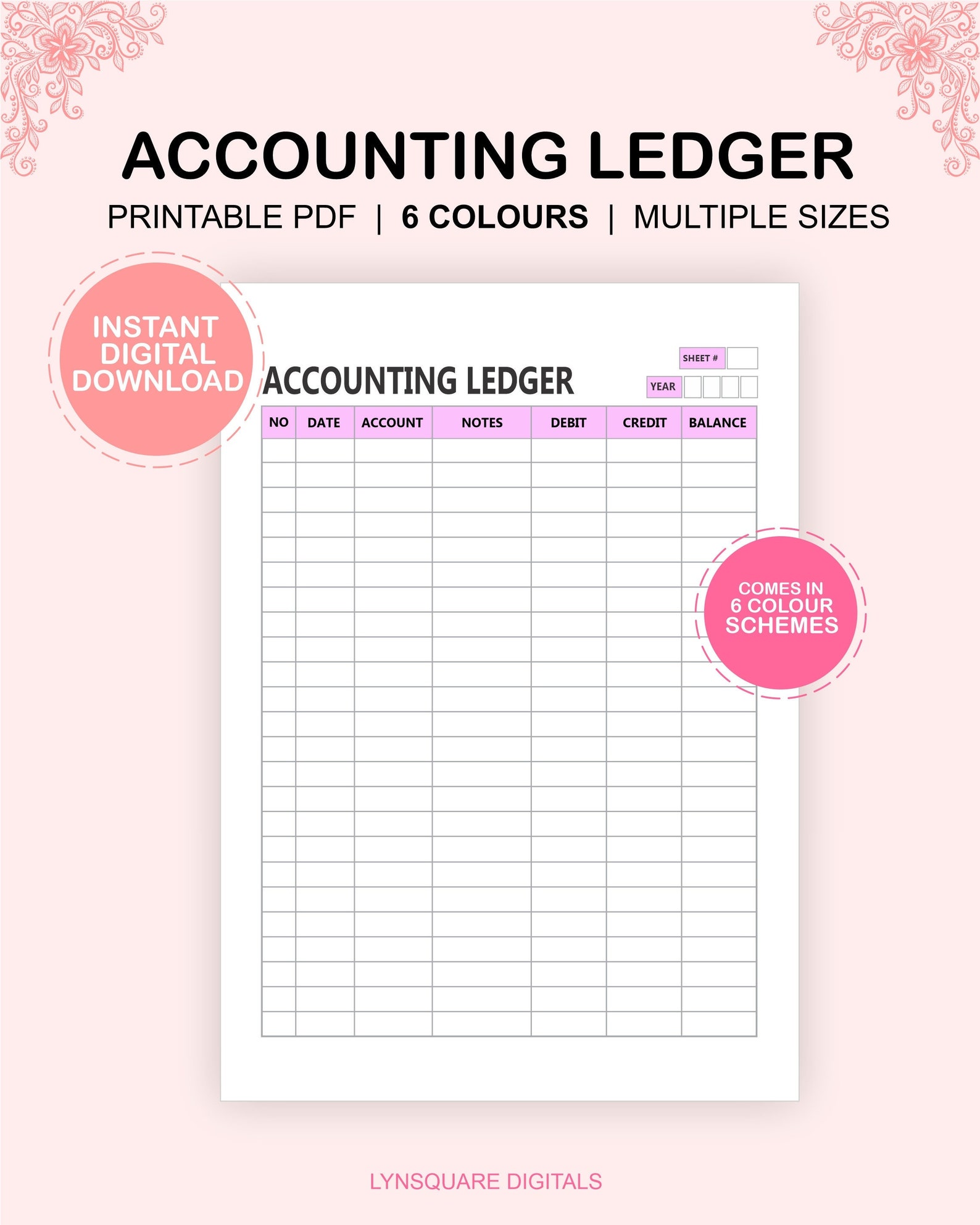 Printable Accounting Ledger, Accounting Ledger Template, Expense ...