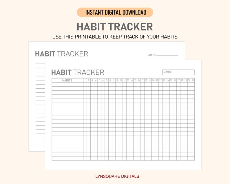 Habit Tracker Printable Habit Planner Simple Habit Tracker - Etsy