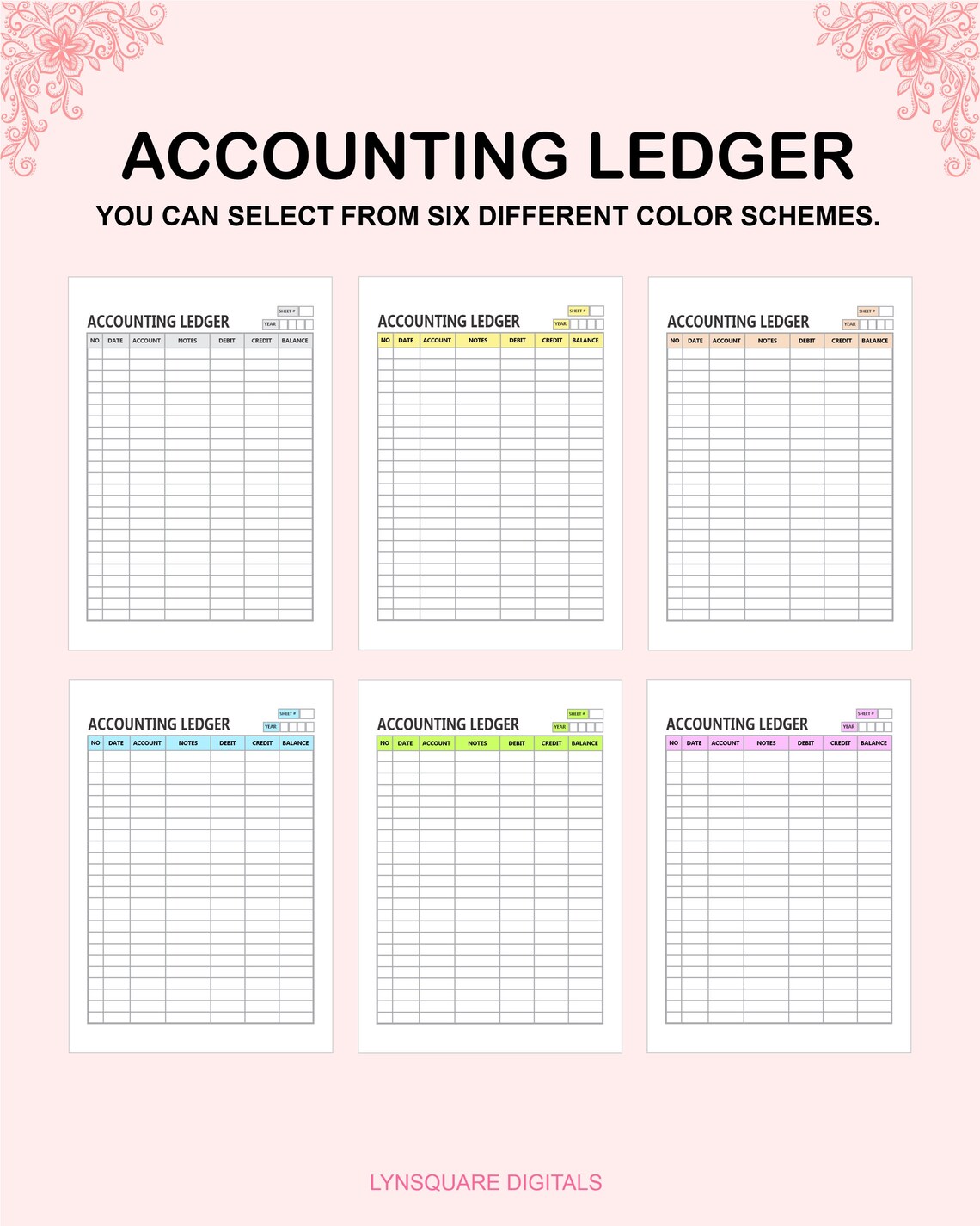 Printable Accounting Ledger, Accounting Ledger Template, Expense ...