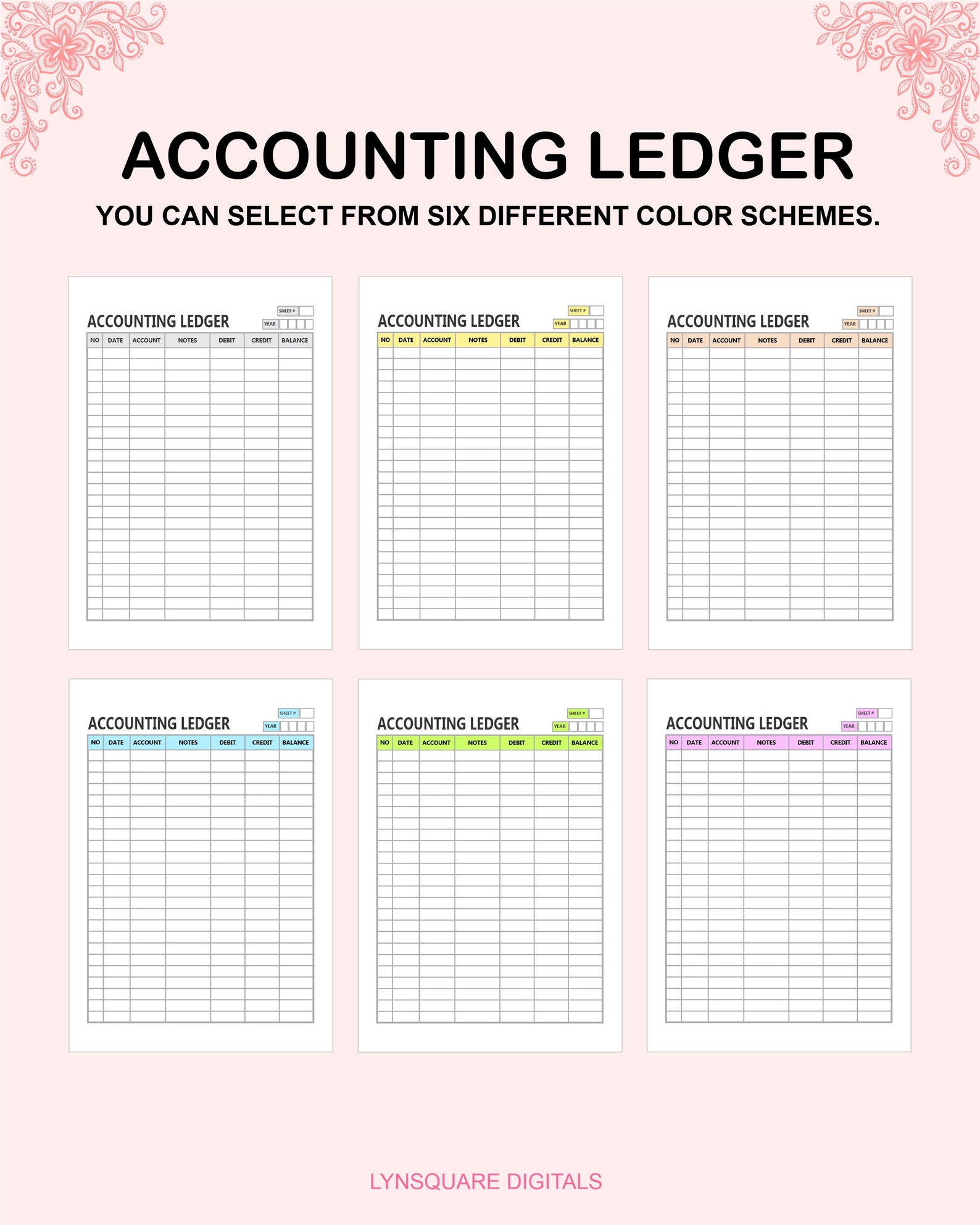 Printable Accounting Ledger, Accounting Ledger Template, Expense ...