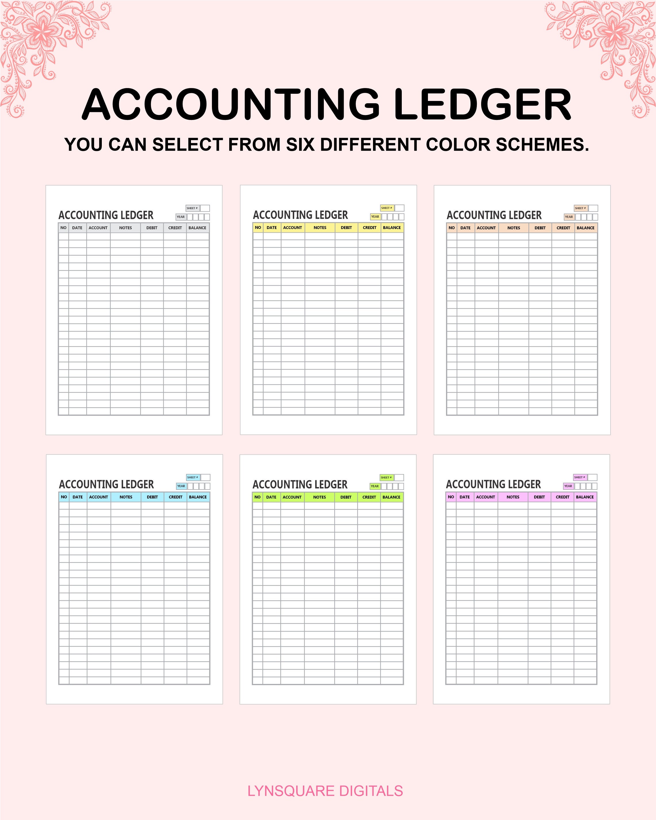 Printable Accounting Ledger, Accounting Ledger Template, Expense ...