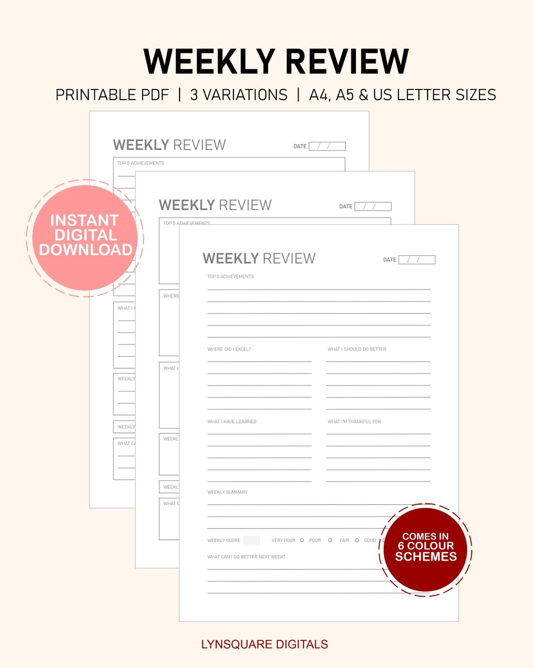 Weekly Review Weekly Review Printable Weekly Planner - Etsy