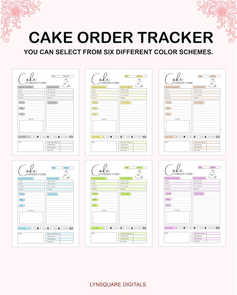 Cake Order Form Bakery Order Form Cake Order Form Template Cookie Order ...