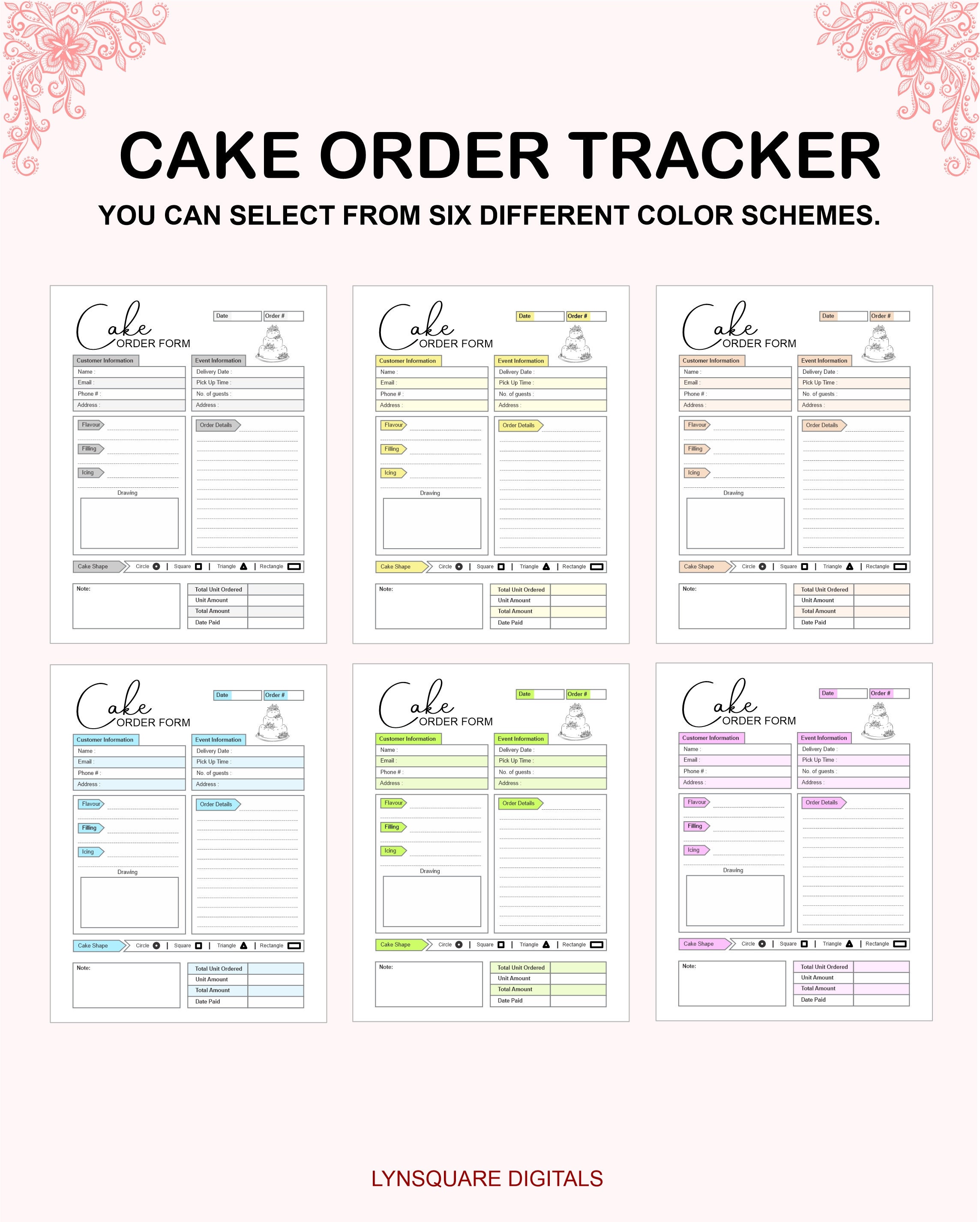 Cake Order Form Bakery Order Form Cake Order Form Template Cookie Order ...