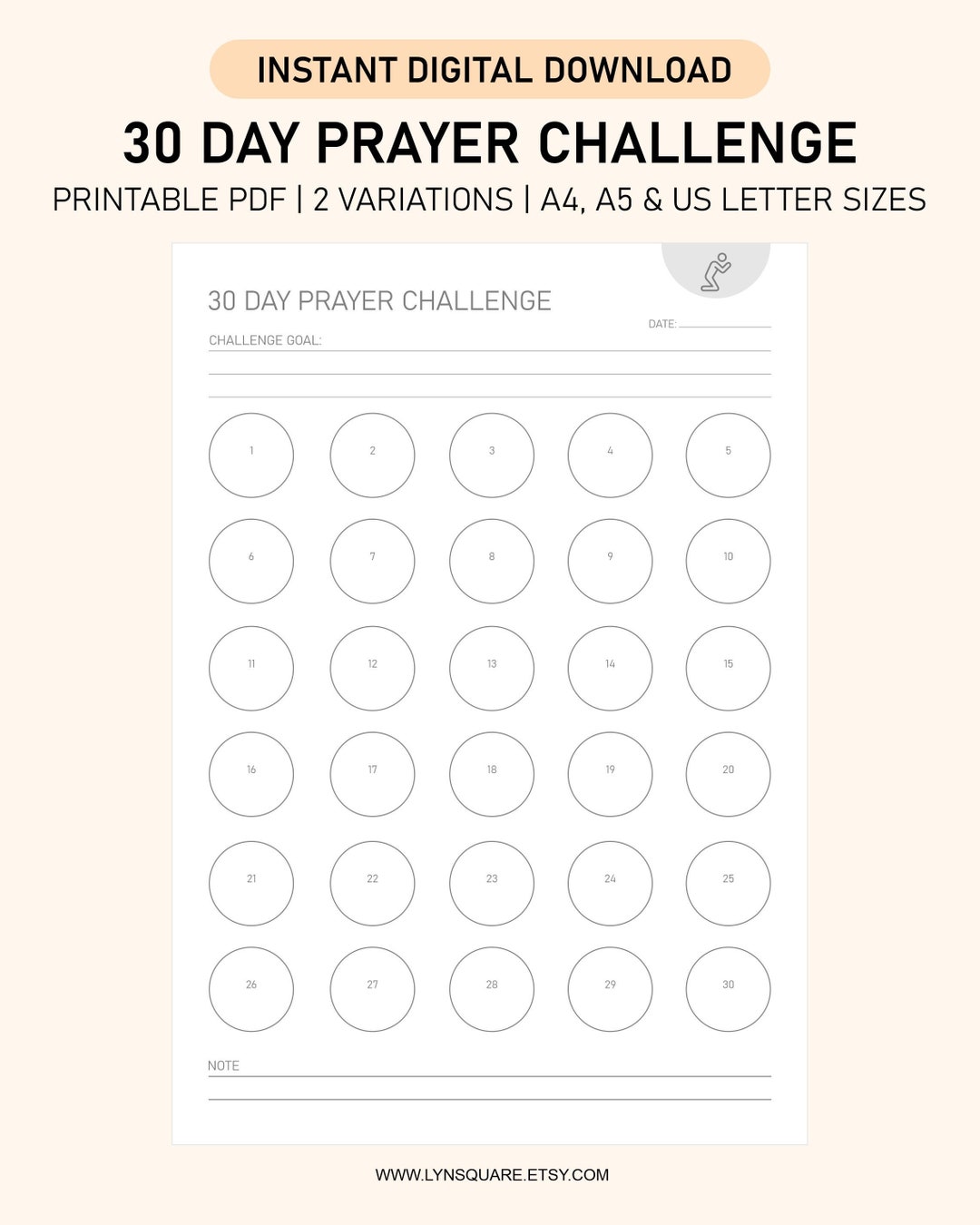 30 Day Prayer Challenge | Challenge Tracker | Monthly Challenge ...