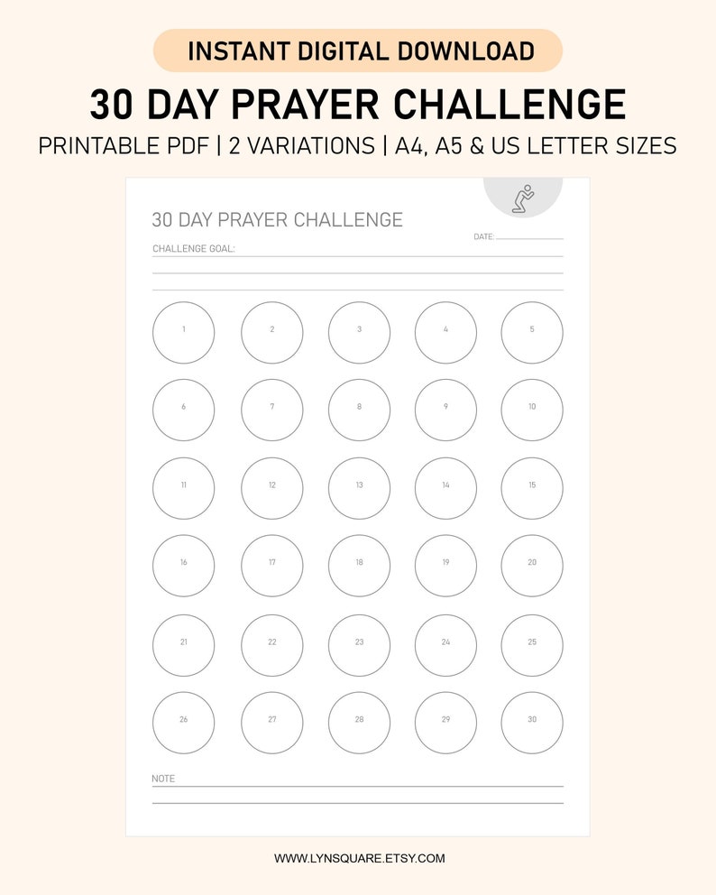 30 Day Prayer Challenge | Challenge Tracker | Monthly Challenge ...