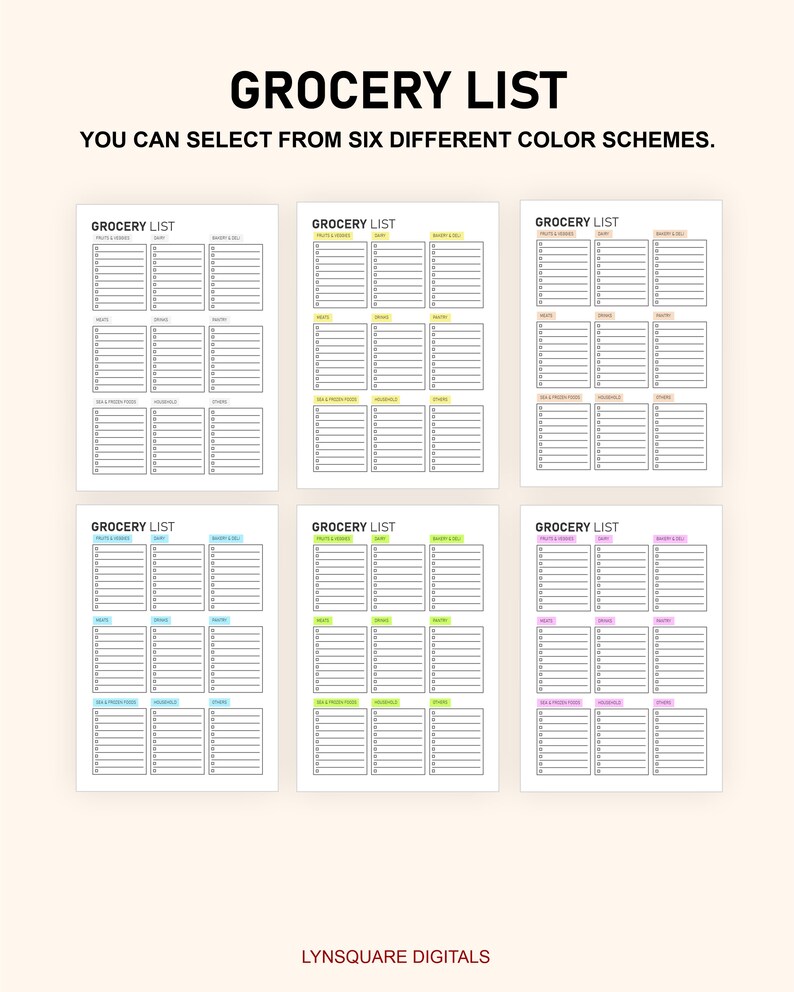 Grocery List Grocery List Printable Template Grocery Planner Food ...