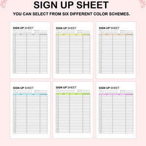 Sign up Sheet | Sign in Sheet | Sign up Sheet Template | Please Sign ...