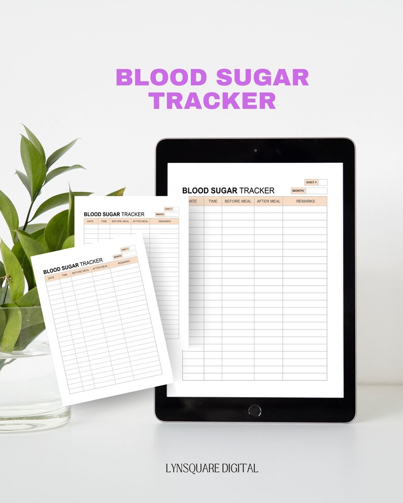 Printable Blood Sugar Log Daily Log Book for Glucose Blood Sugar ...