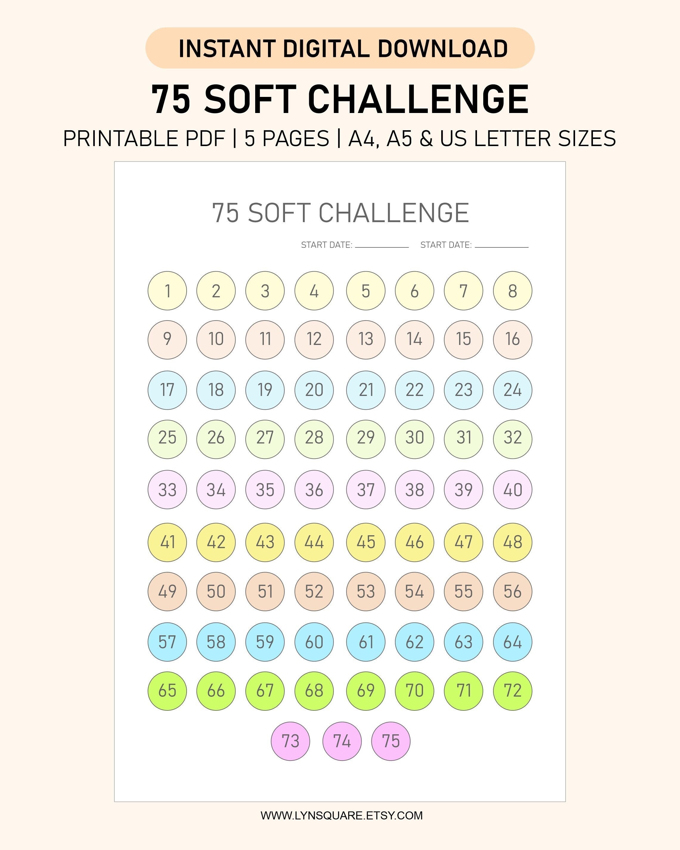 75 Soft Challenge 75 Soft Challenge Tracker Fitness Challenge Self ...