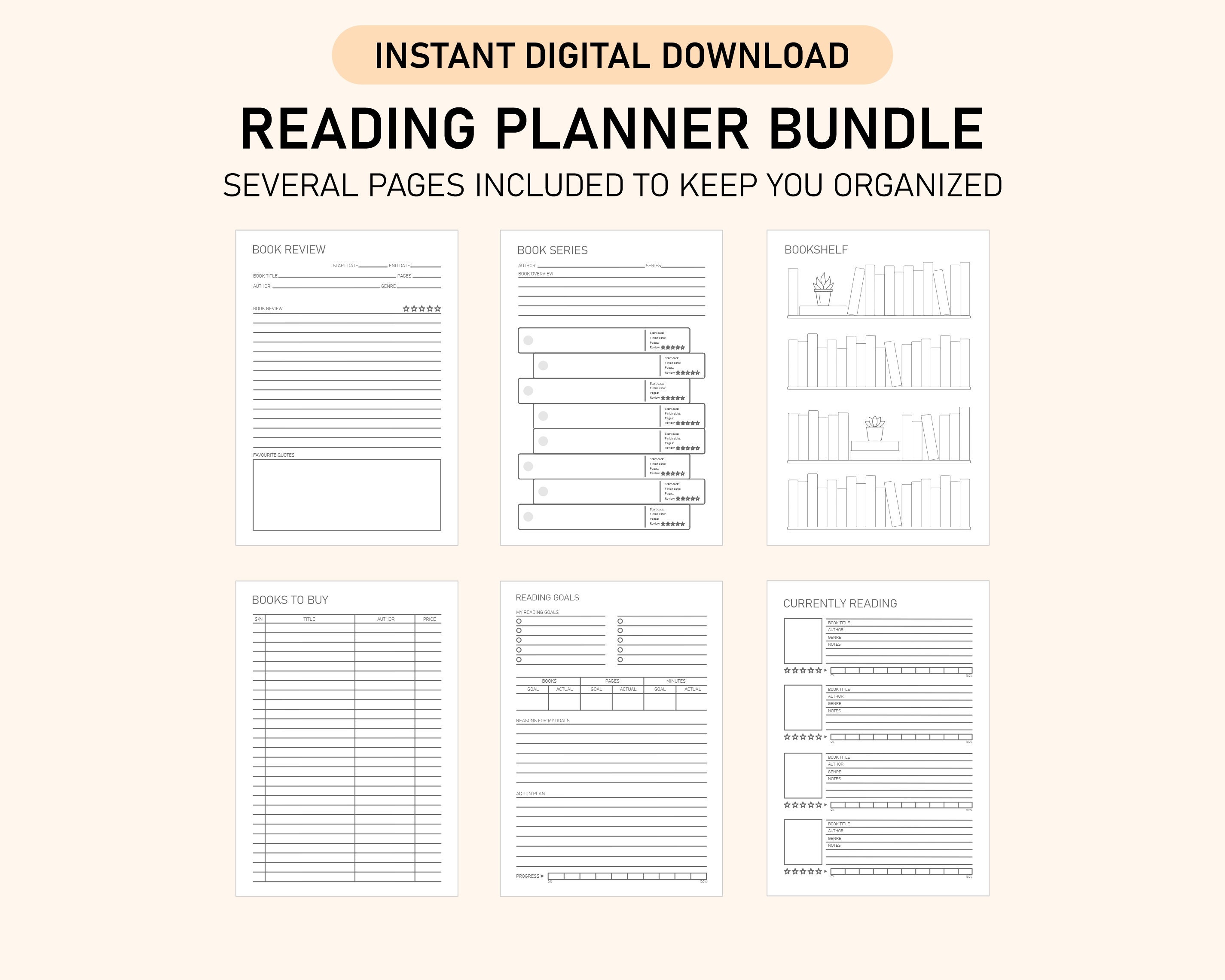 Reading Planner, Printable Reading Journal, Book Reading Planner ...