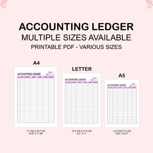 Printable Accounting Ledger, Accounting Ledger Template, Expense ...