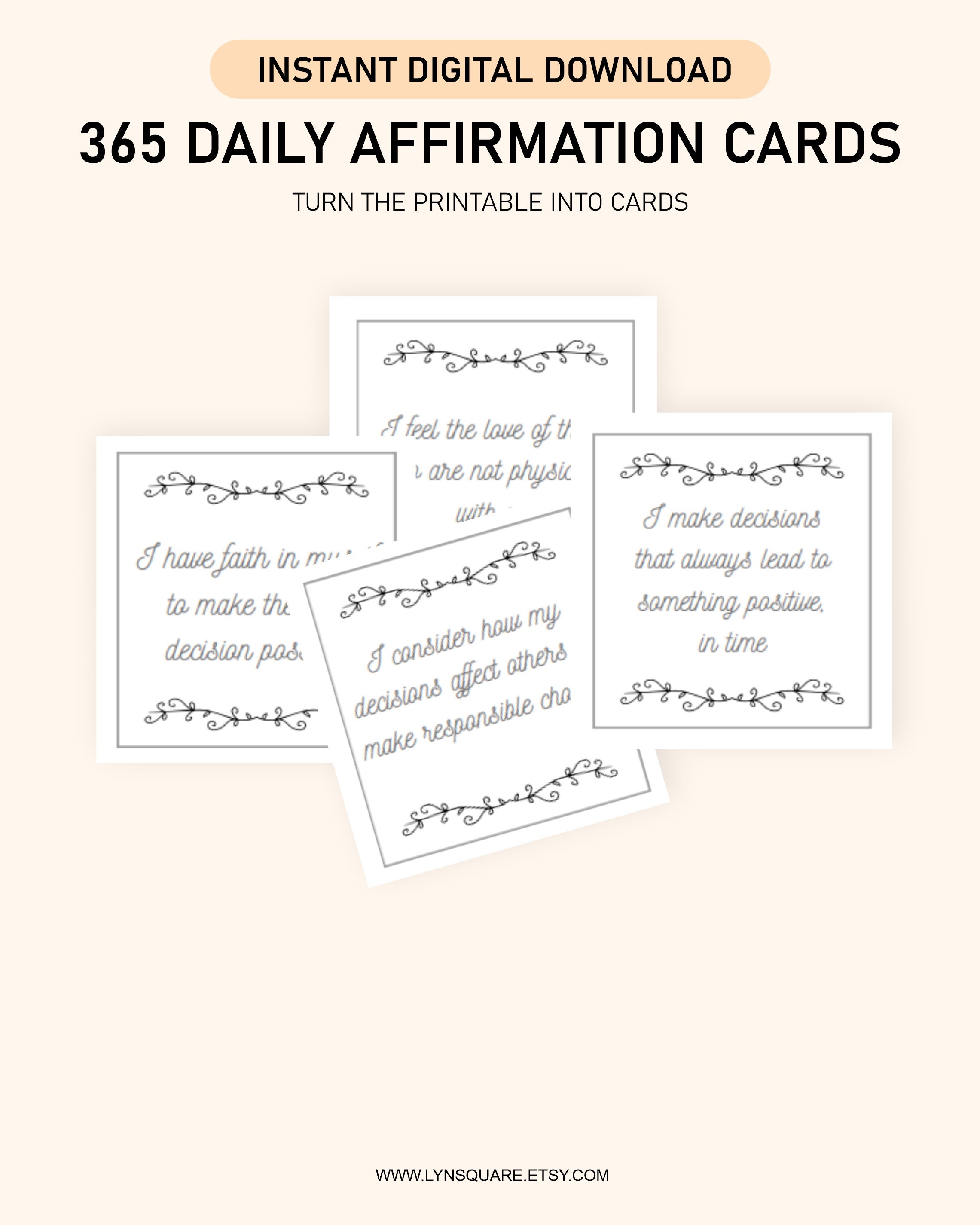 365 Daily Affirmation Cards | Vision Board Printables | Affirmation ...