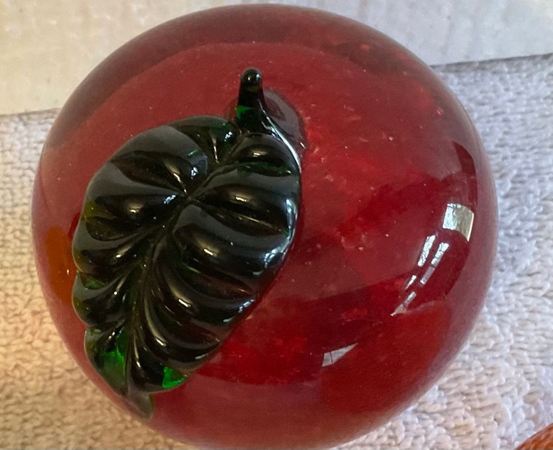 4 Murano Style Glass Fruit Vintage Hand Blown Orange Apple Banana Grape ...