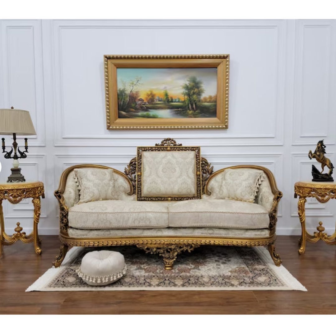 Persian Style Sofa/ Aged With 21K Gold Leaf Accent Hand Carved - Etsy