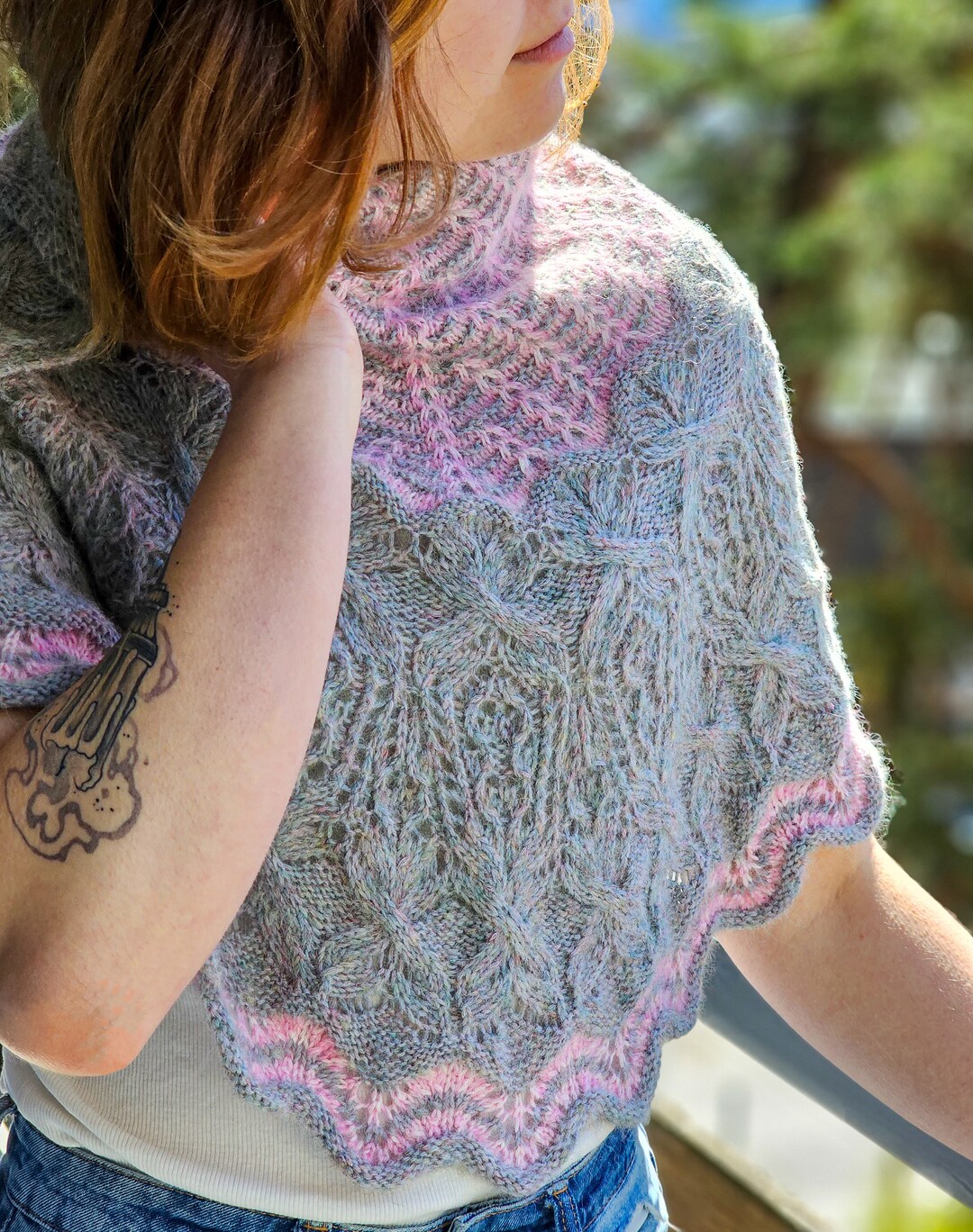 Dilara Lace Shawl Knitting Pattern: Mosaic Colorwork (english, German ...