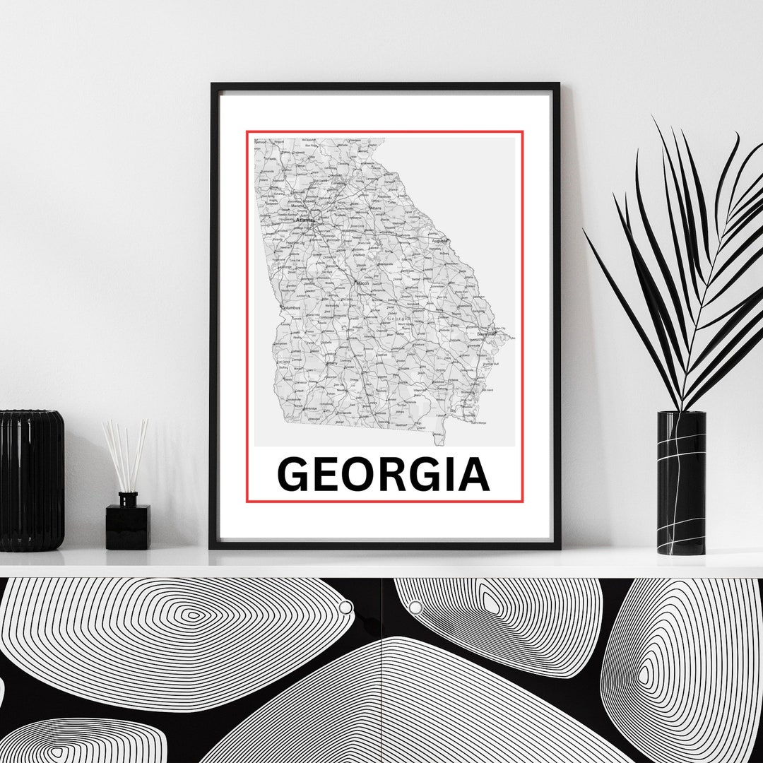 Georgia Map /city Map/map Print/map Poster/home Decor/office Decor/east ...